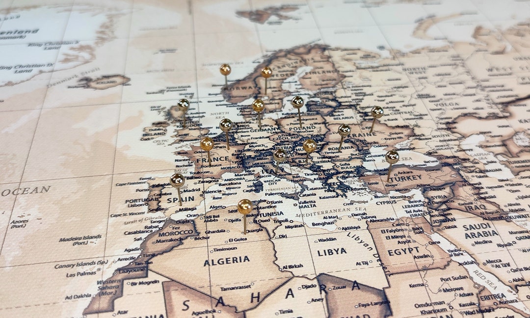 Personalized Push Pin Map Large Framed World Map - Etsy