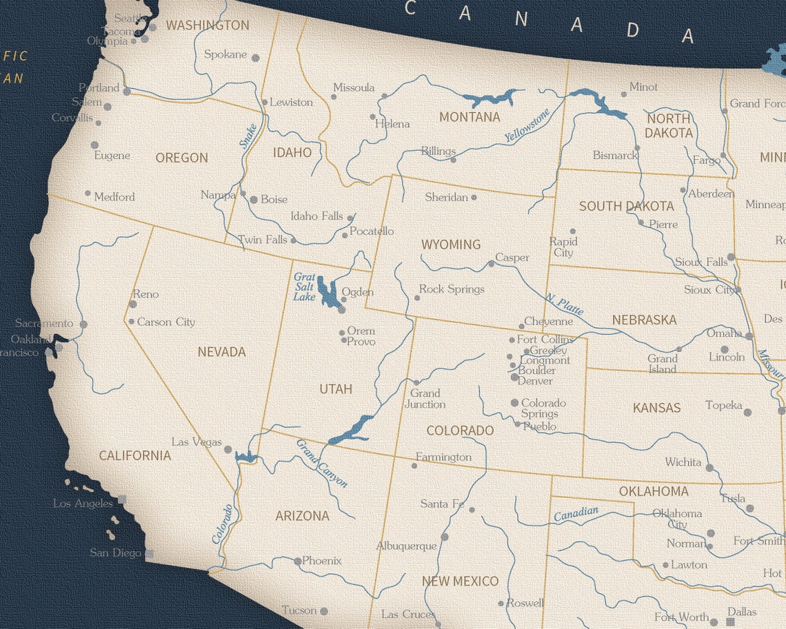 United States Map Digital Print USA Map Download - Etsy