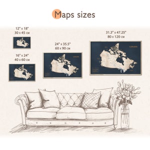 Canada Map, Push Pin Canada Map, Framed Large Custom Map, Gift for ...