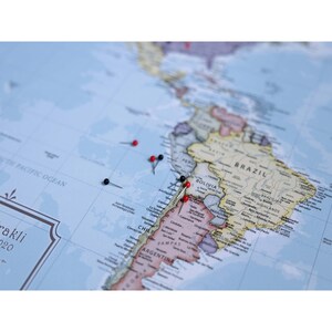 Canvas Push Pin World Map Detailed Wall Art and Pinnable Travel Tracker ...