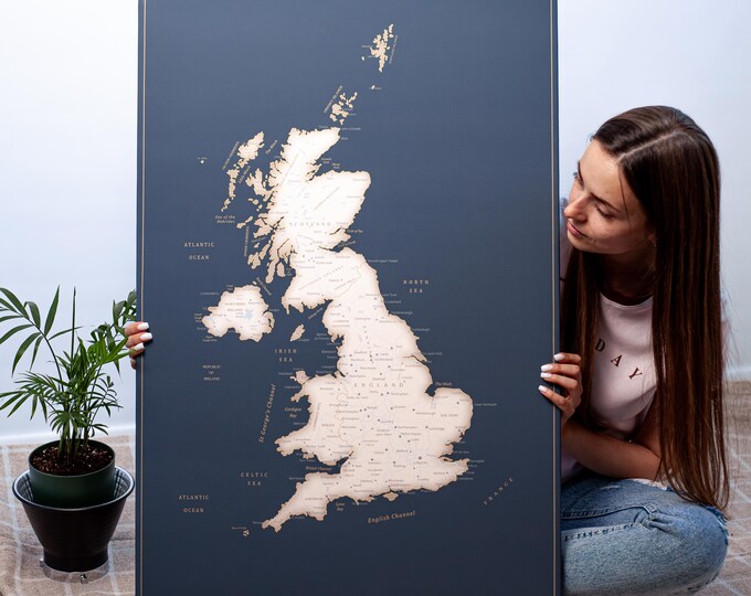 Push Pin UK & Ireland Map With Counties - High Detailed British Islands ...