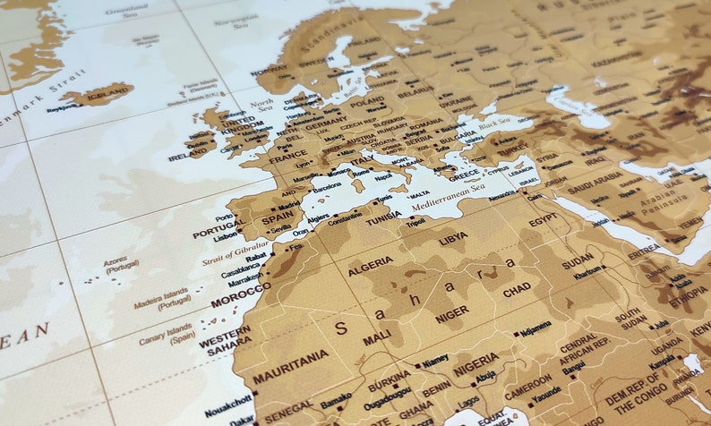 Push Pin Maps Large Travel Pin Map Personalized Gift - Etsy