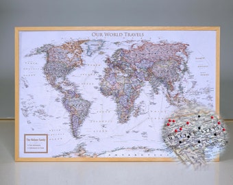 Personalized World Travel Map With Pins - Etsy UK