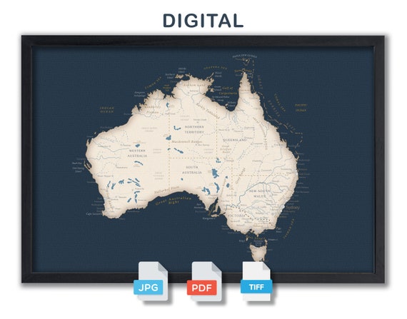 Printable Map of Australia Ready for Printing Poster - Etsy