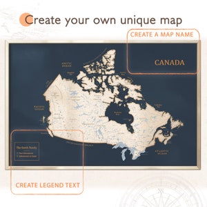 Canada Map, Push Pin Canada Map, Framed Large Custom Map, Gift for ...
