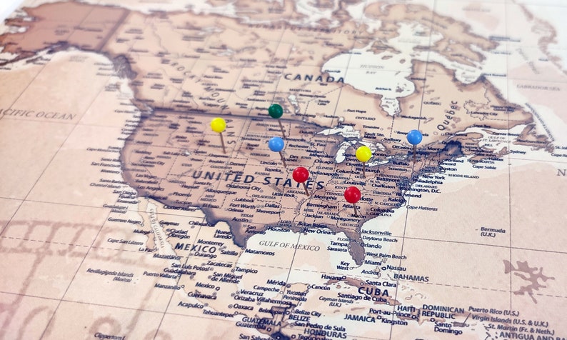 World Map Pin Board Push Pin Travel Maps - Etsy