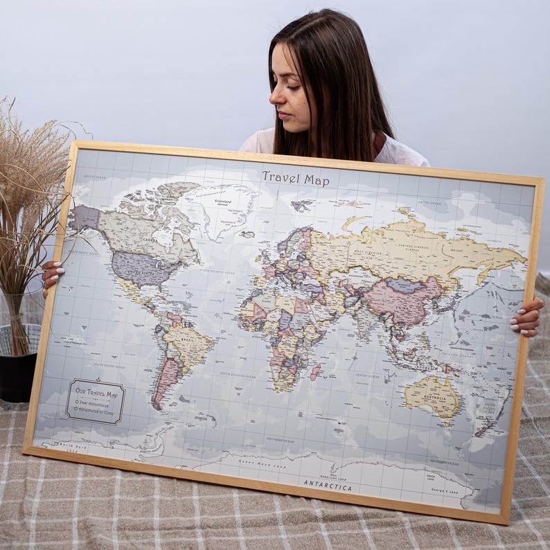 Push Pin World Map - Personalized Travel Map, Weltkarte Pinnwand - Etsy