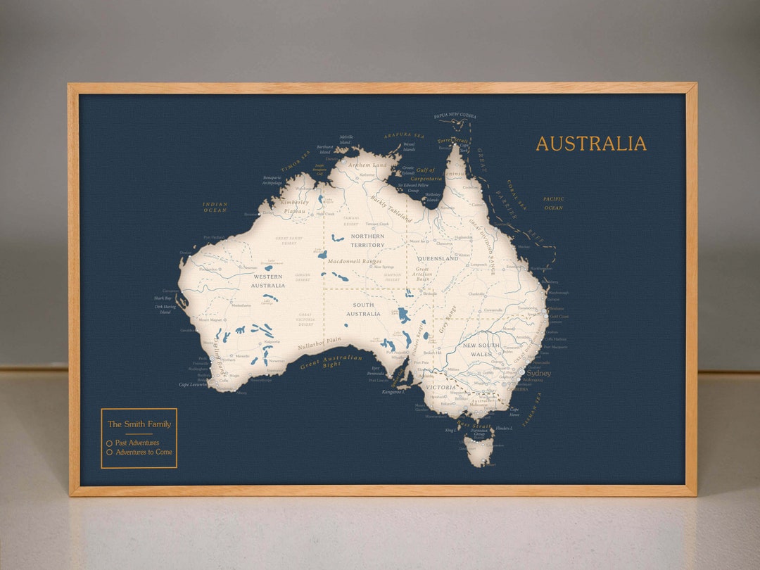 Map of Australia Push Pin Travel Map Wall Art Large Custom - Etsy