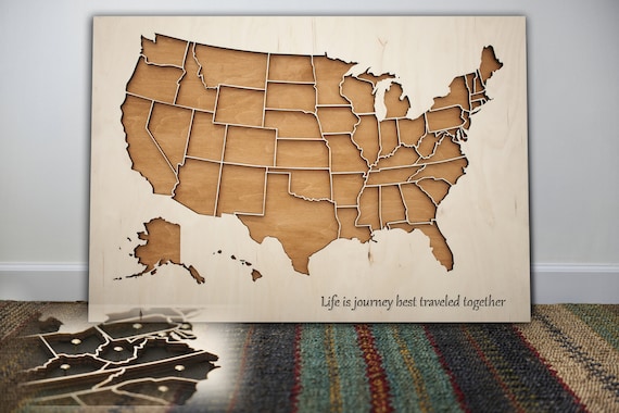 Wooden Us Map Wooden Wall Art Maps Wooden Usa Map - Etsy