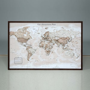 World Map Push Pin Map Framed Push Pin Map World Map Push - Etsy