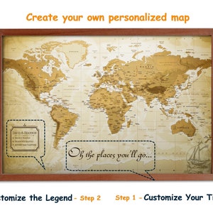 Push Pin Travel Map Framed Canvas Push Pin Map Wall Art - Etsy