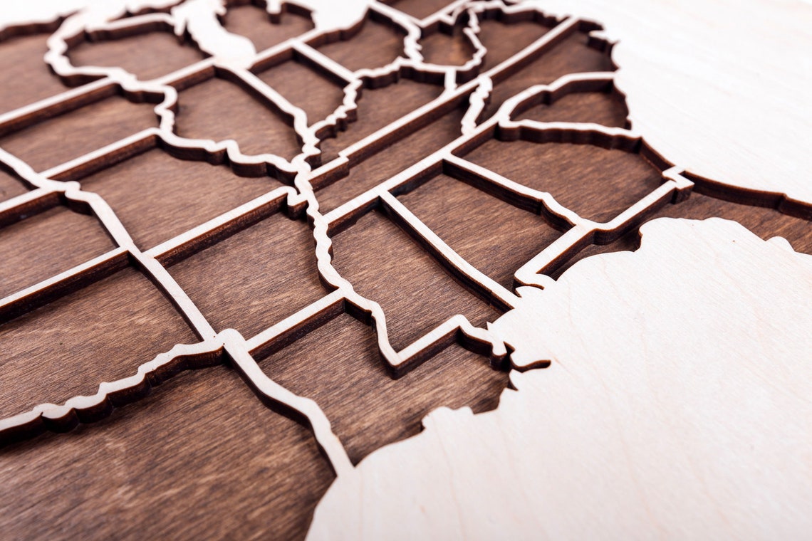 Wooden Usa Map United States Map Wooden Map Wall Art - Etsy