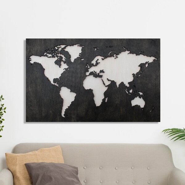 Wood World Map - Etsy