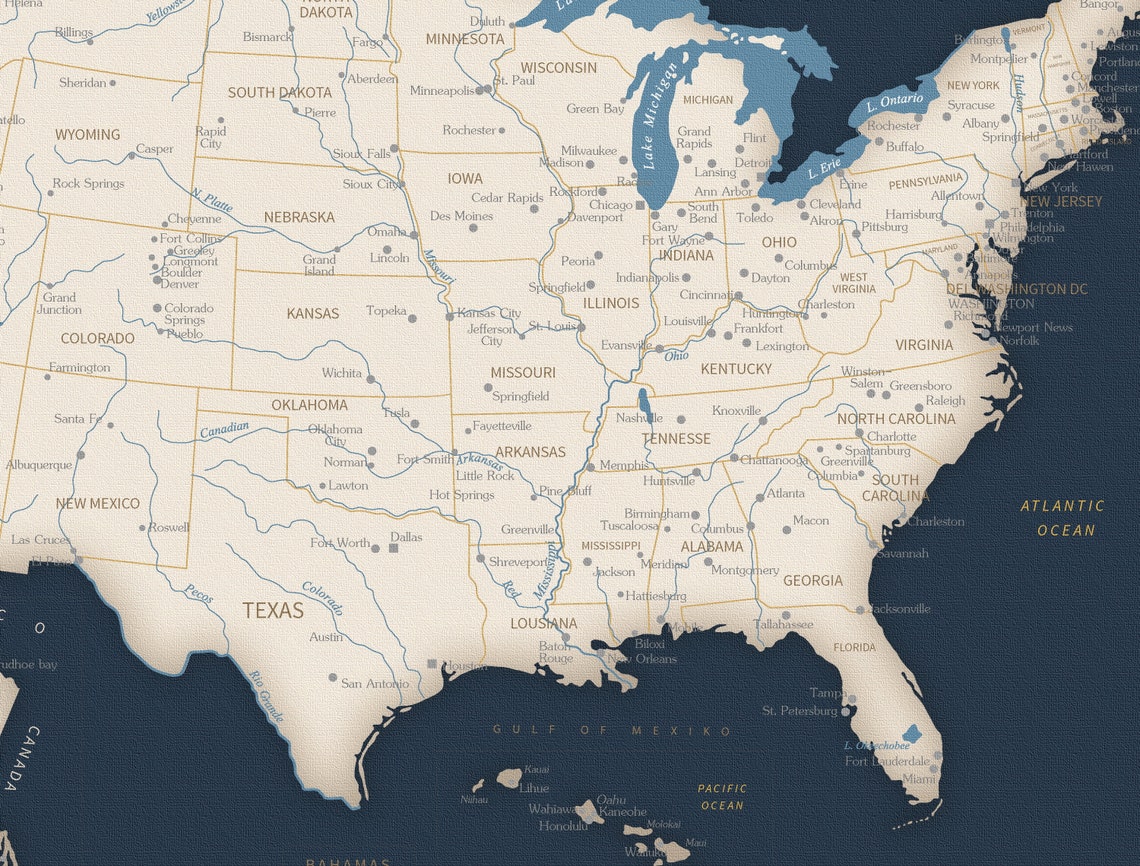 United States Map Digital Print USA Map Download - Etsy