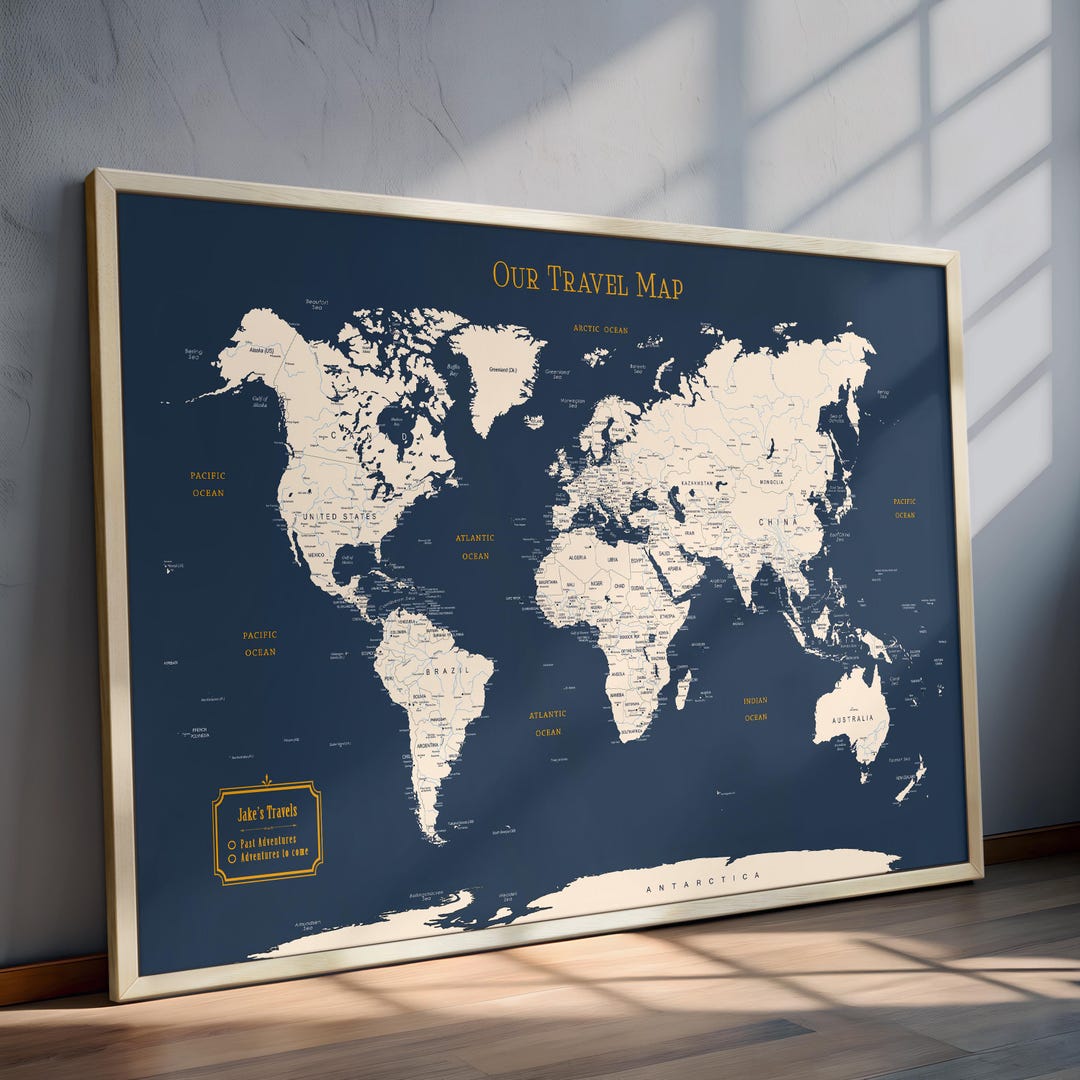 Push Pin World Map: Personalized Framed Travel Tracker - Etsy