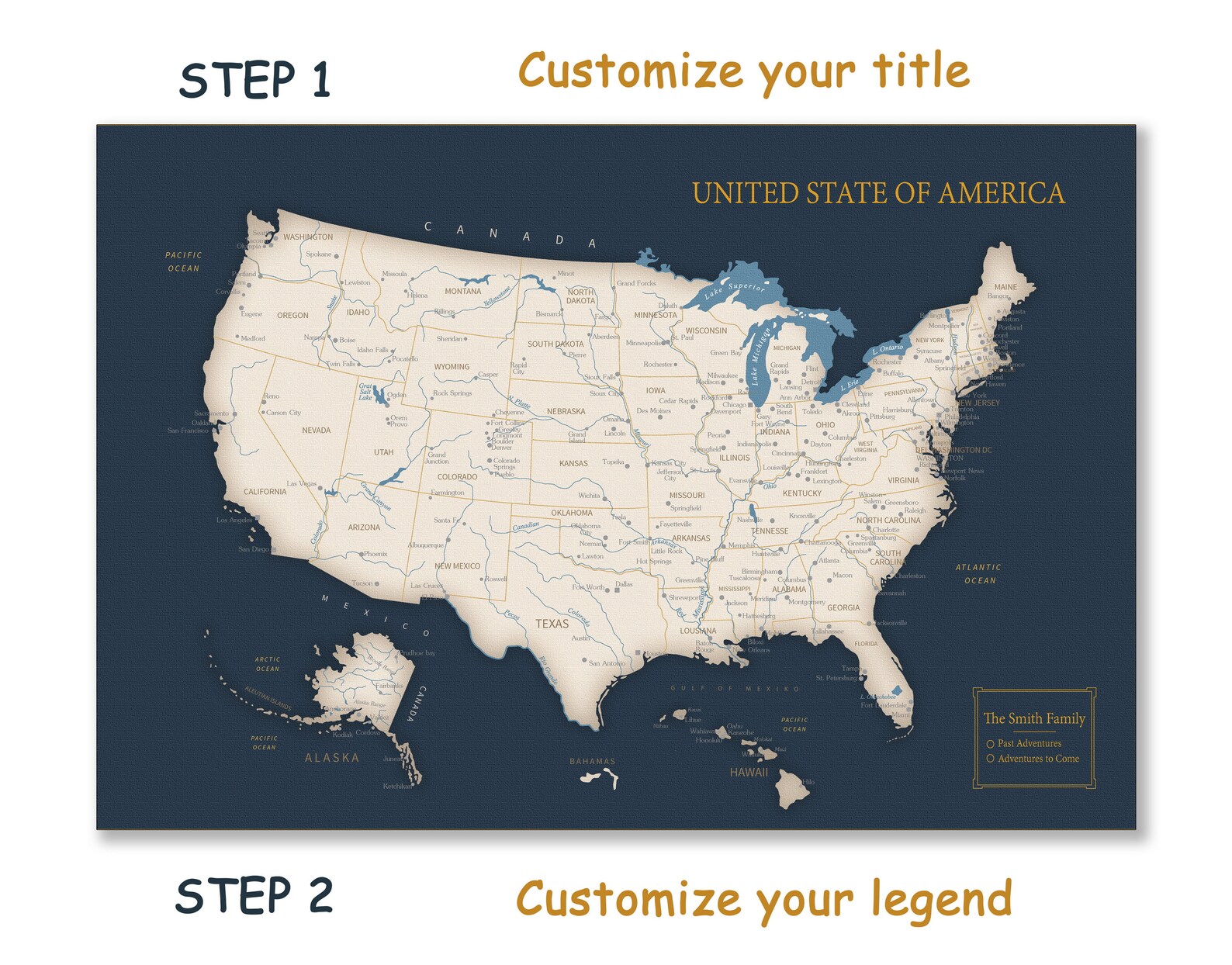 United States Map Digital Print USA Map Download - Etsy