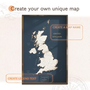 UK Push Pin Map – England Travel Wall Art, Personalized United Kingdom ...