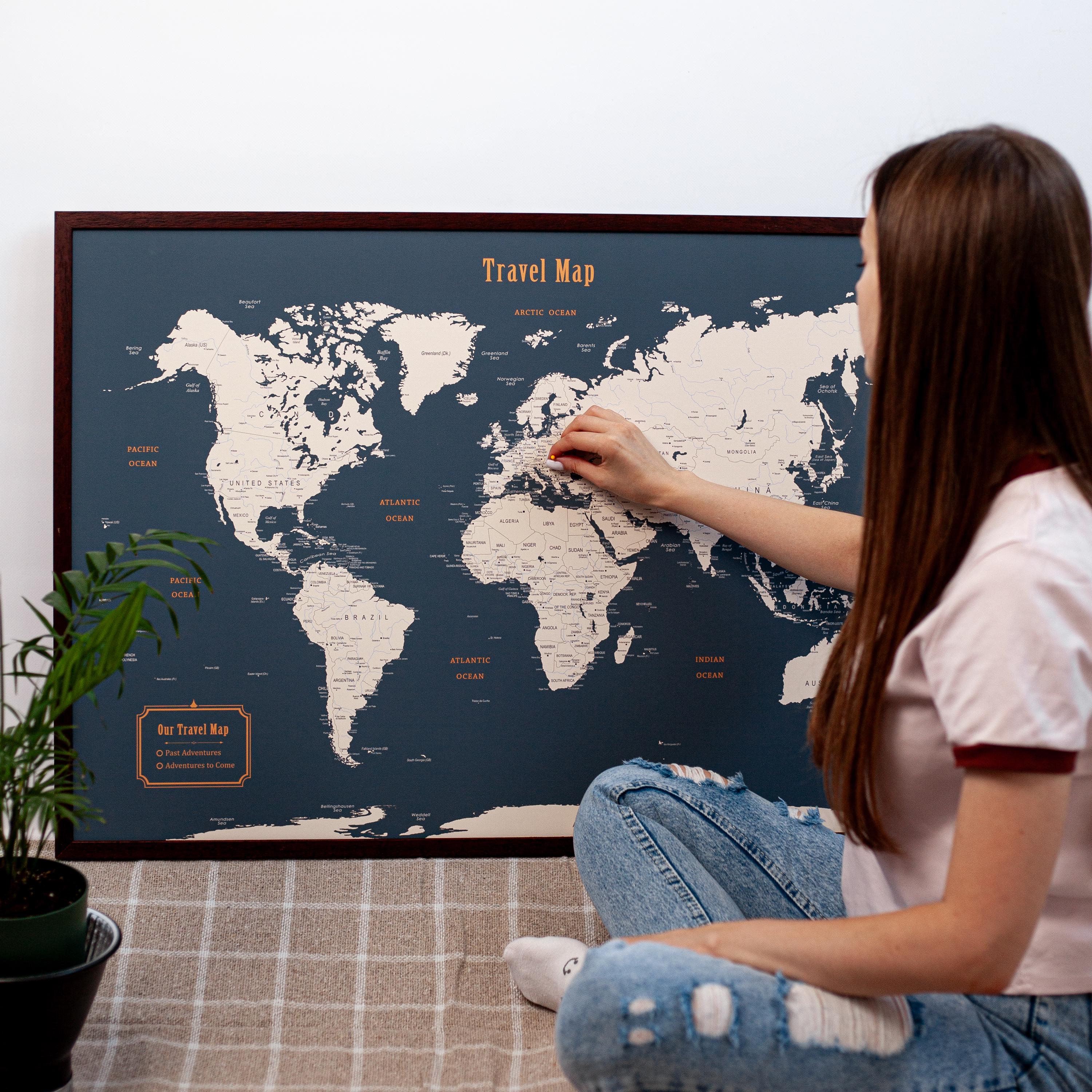 Personalized Push Pin World Map: Travel Tracker Wall Art - Etsy
