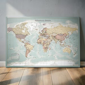World Map With Pins, Push Pin Travel Tracker, Vintage Adventure Map ...