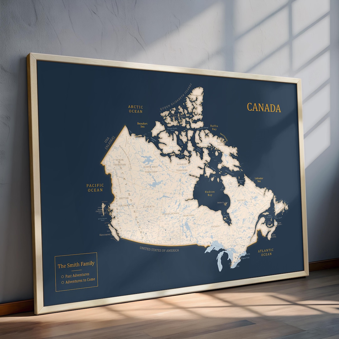 Canada Push Pin Map, Large Wall Art Map, Canada Travel Map, Custom Gift ...