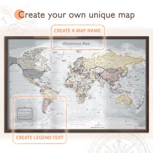 Push Pin World Map, Travel Framed Personalized Map - Etsy