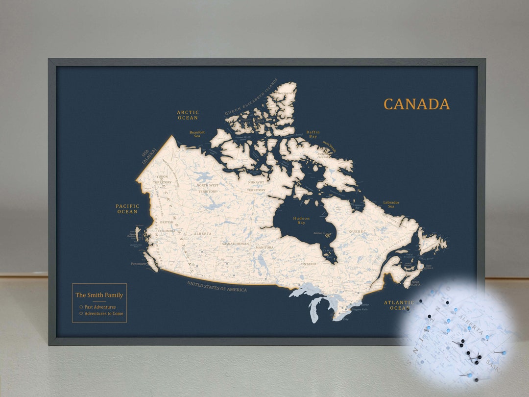 Canada Push Pin Map Large Wall Art Map Canada Travel Map - Etsy