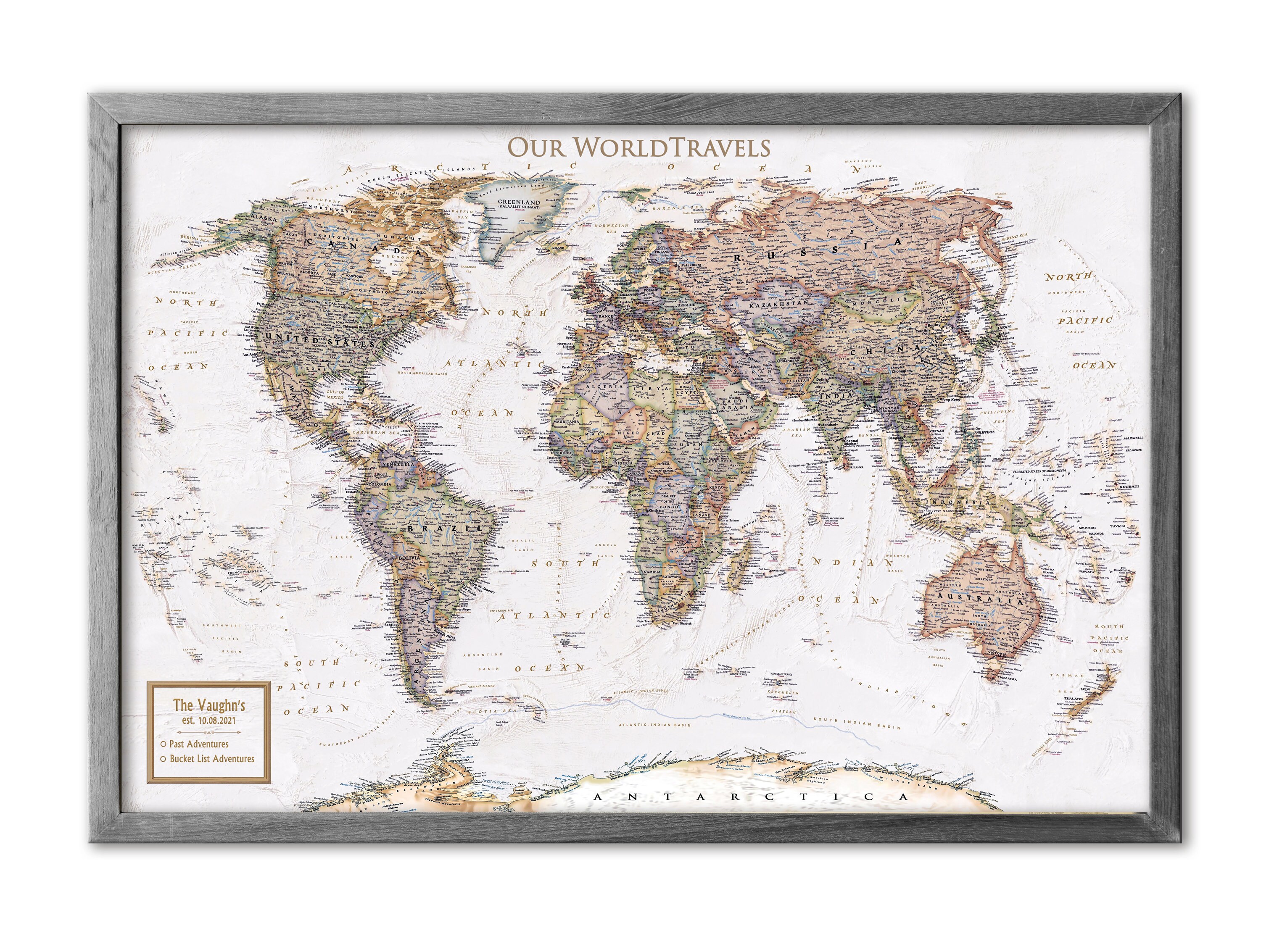 Personalized World Maps Push Pin Map Map to Mark Travels | Etsy
