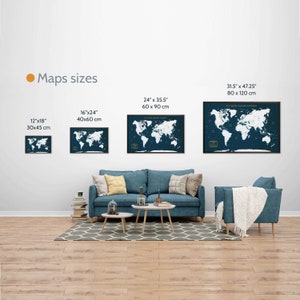 Push Pin World Map, Framed Large Travel Map With Pins - Etsy