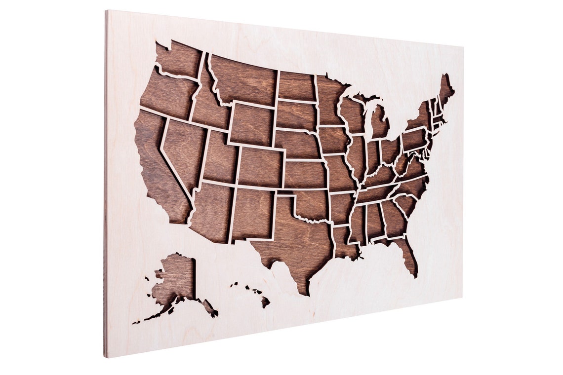 Wooden Usa Map United States Map Wooden Map Wall Art - Etsy