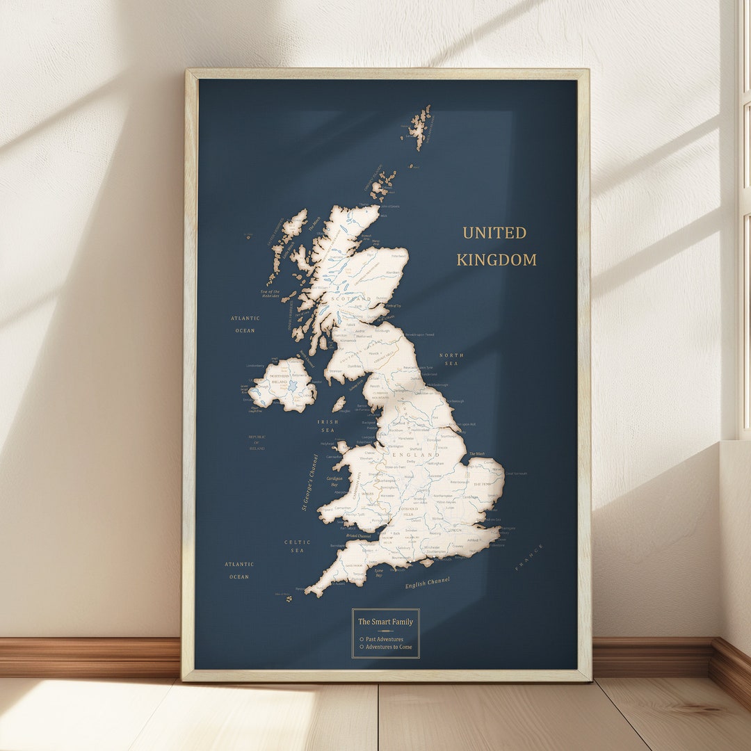 United Kingdom Push Pin Map, Custom Map of England, UK Travel Map - Etsy