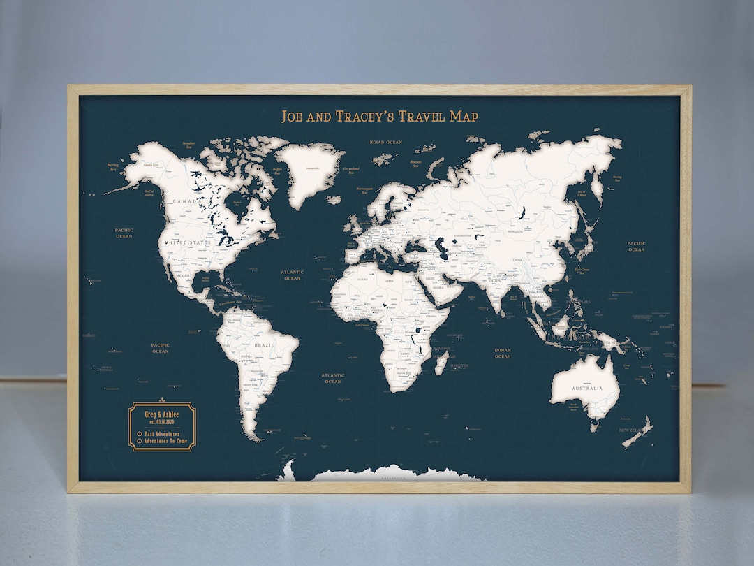 Push Pin World Map Framed Large Travel Map With Pins - Etsy
