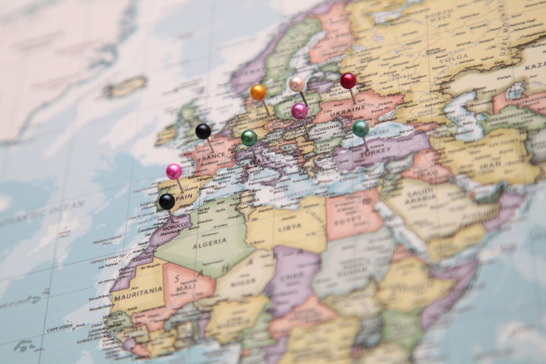 World Map Push Pin Travel Map Canvas Wall Art - Etsy