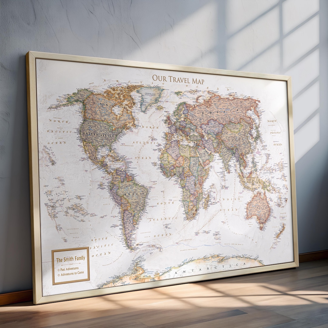 Push Pin World Map Canvas – Personalized Travel Map With Pins - Etsy