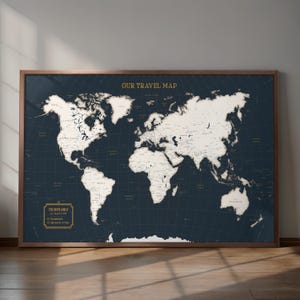 Framed Push Pin World Map – Travel Map With Pins - Etsy