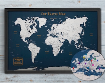 Framed Push Pin Map | Etsy