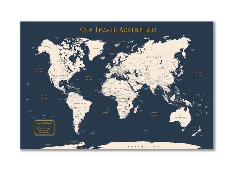 Personalized Push Pin Travel Map World Map Print - Etsy