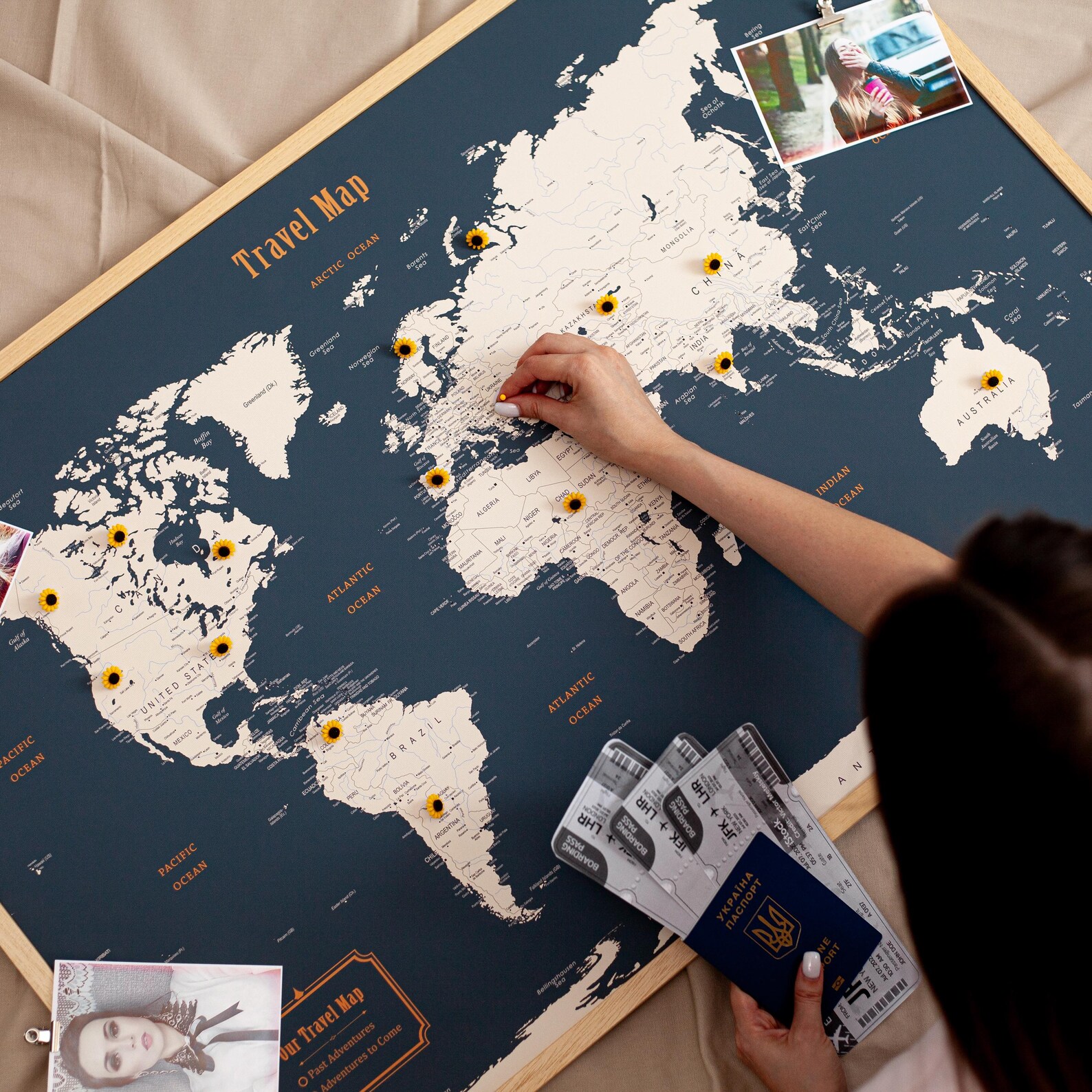 Personalized Push Pin World Map: Travel Tracker Wall Art - Etsy