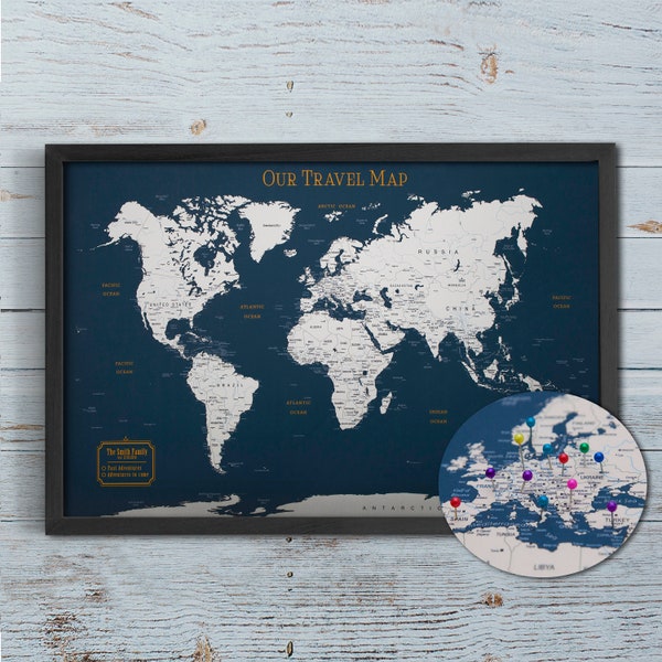 World Map Push Pin - Etsy