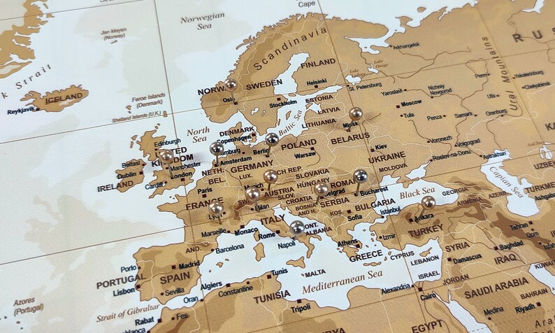 Push Pin Travel Map Framed Canvas Push Pin Map Wall Art - Etsy