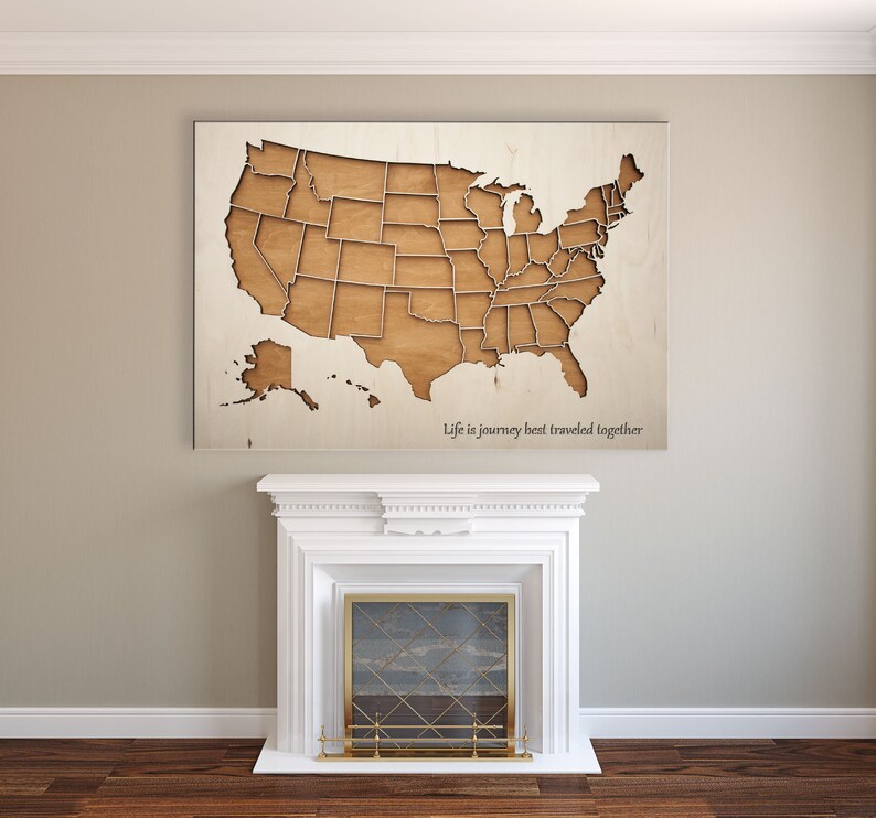 Wooden Us Map Wooden Wall Art Maps Wooden Usa Map | Etsy