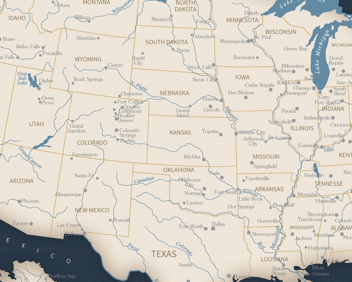 United States Map Digital Print USA Map Download - Etsy