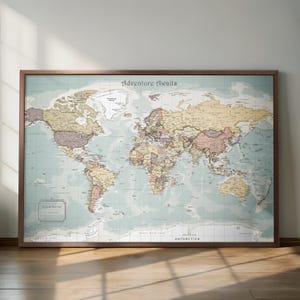 World Map With Pins, Push Pin Travel Tracker, Vintage Adventure Map ...