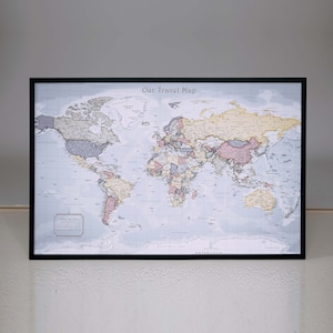 Push Pin World Map, Travel Framed Personalized Map - Etsy