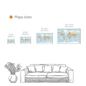 Canvas Push Pin World Map Detailed Wall Art and Pinnable Travel Tracker ...