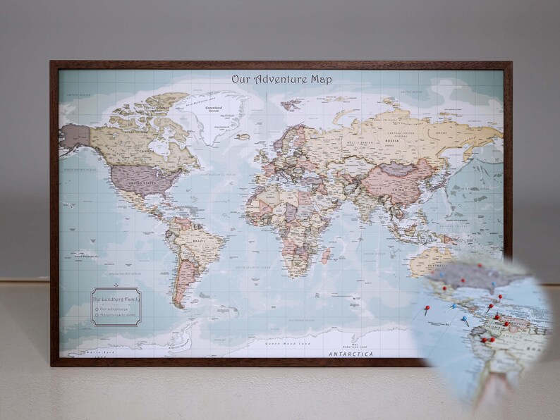 Custom World Map Push Pin Map Pin Board Map - Etsy