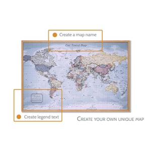 Push Pin World Map, Travel Framed Personalized Map - Etsy