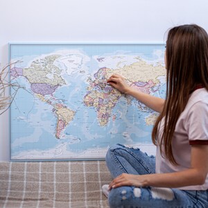 Personalized Push Pin World Travel Map: Framed Custom Adventure Tracker ...