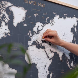 Framed Push Pin World Map – Travel Map With Pins - Etsy