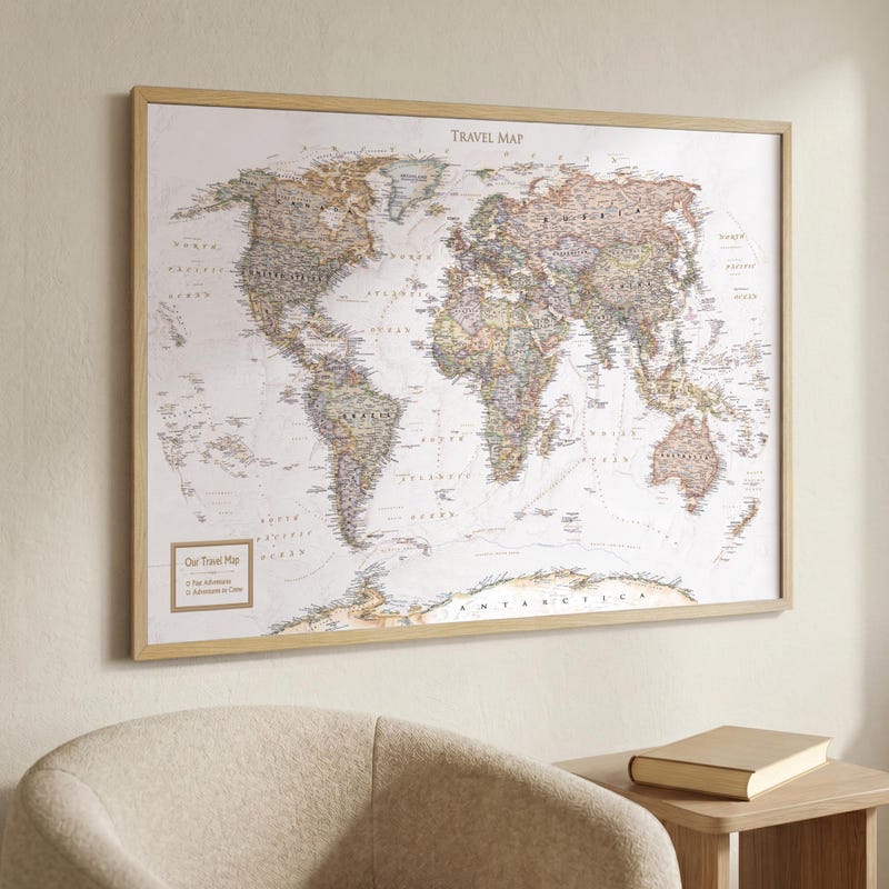 Framed World Map - Etsy