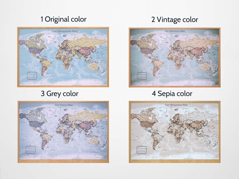 Push Pin World Map Travel Framed Personalized Map - Etsy